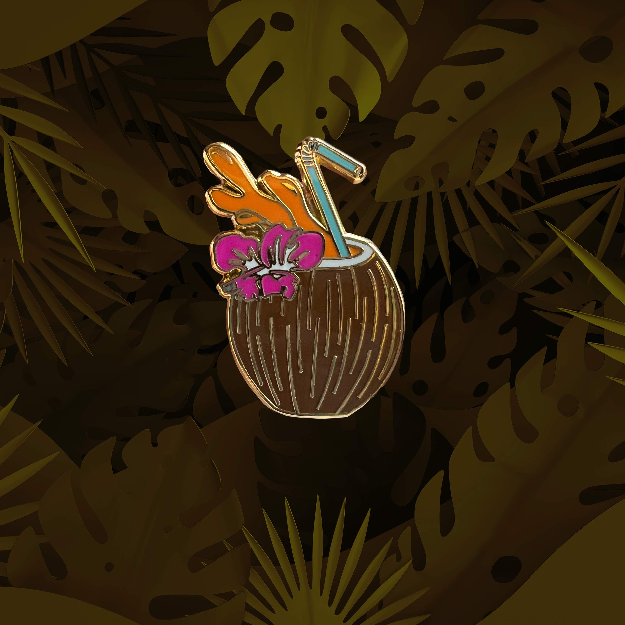 Coconut Drink pin - Orange Edition – Sherbet Punch Studios